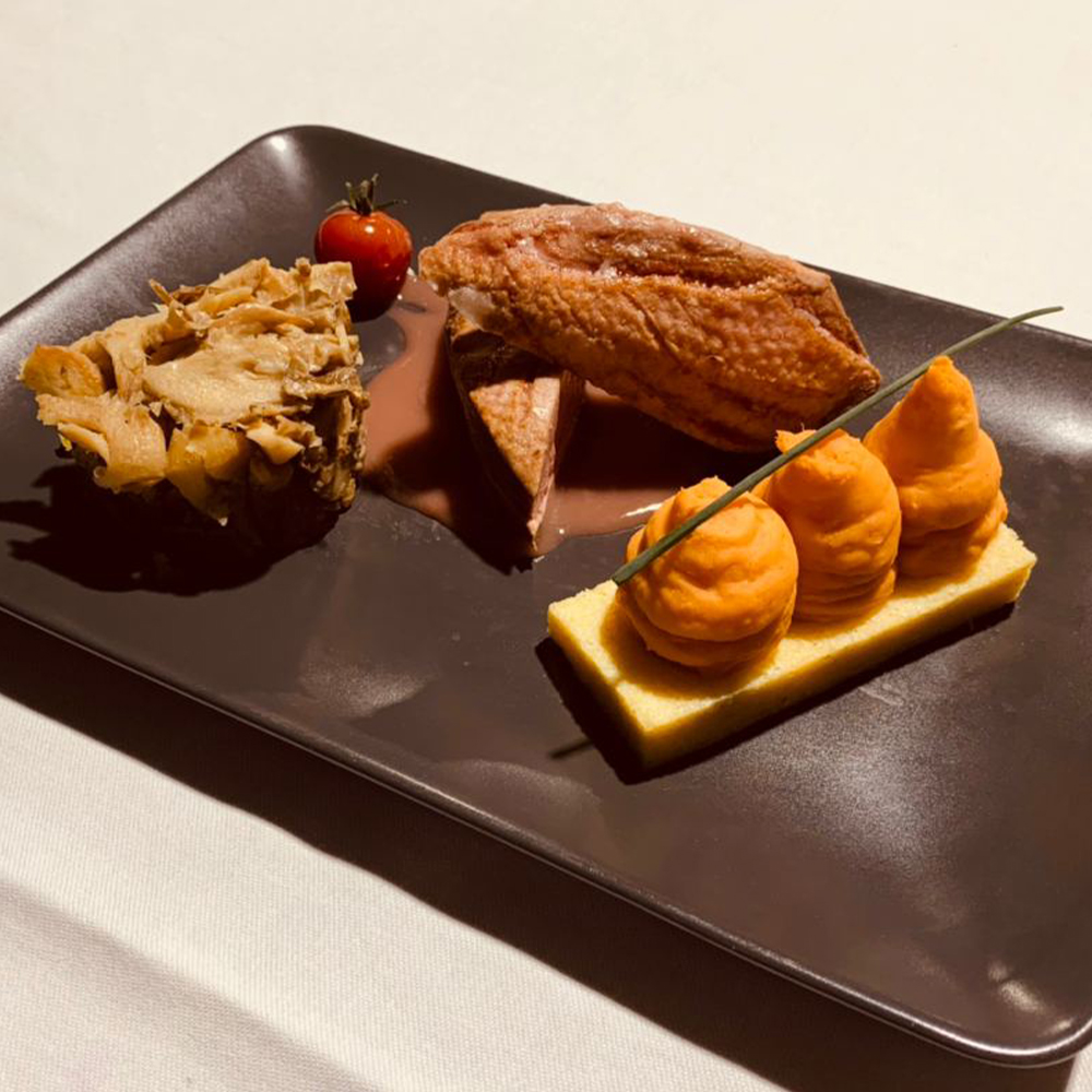 Filet de Canette au miel et vinaigre de framboise, écrasé de patate ...